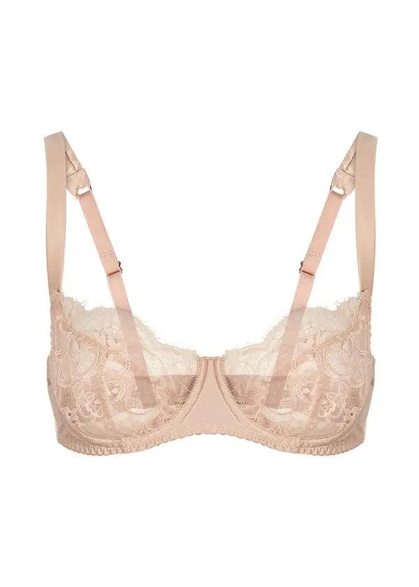 FLEUR OF ENGLAND Signature Lace Balcony Bra - Nude