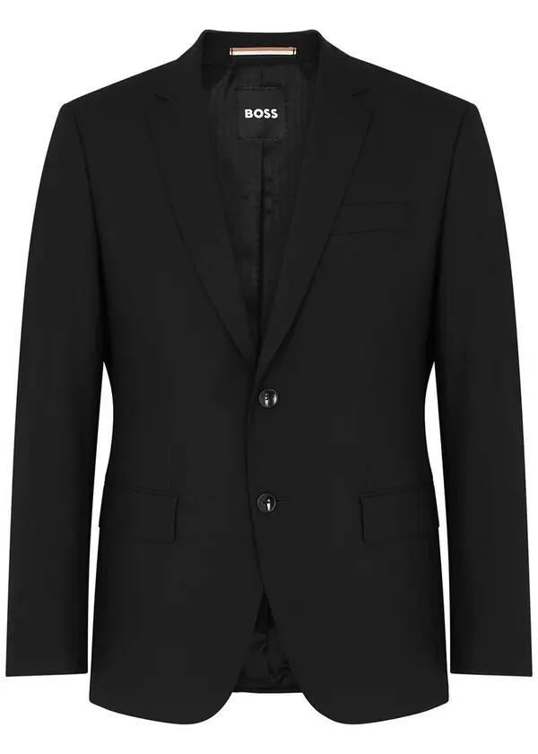 BOSS Slim Stretch-wool Blazer - Black