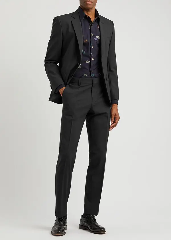 BOSS Slim Stretch-wool Blazer - Grey
