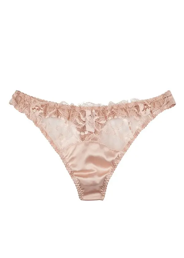 FLEUR OF ENGLAND Signature Silk-blend Thong - Nude