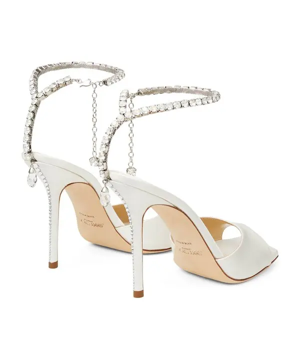 JIMMY CHOO Saeda 100 Satin Sandals - Ivory