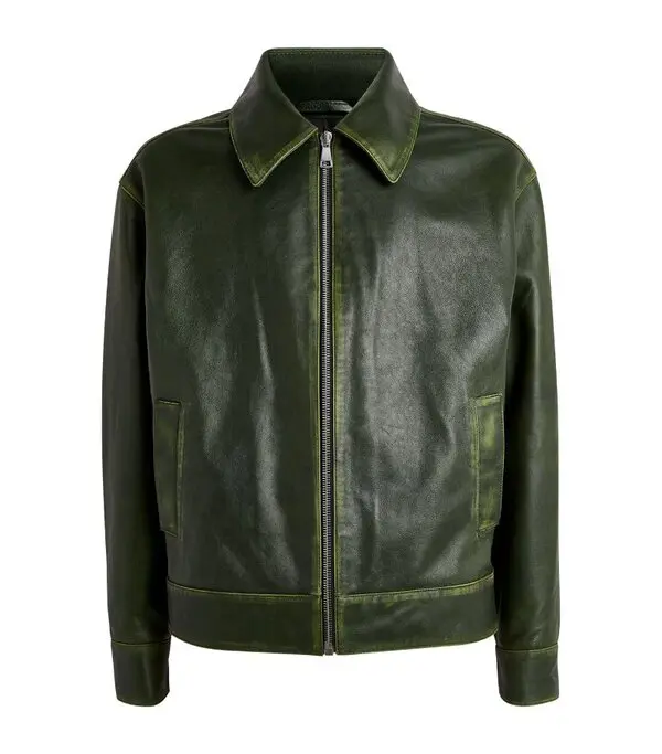 Wood Wood Vintage-wash Leather Jacket