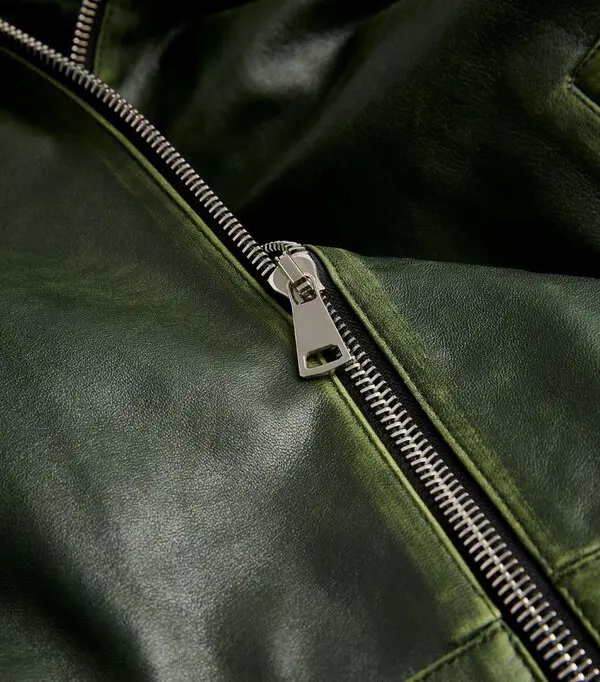 Wood Wood Vintage-wash Leather Jacket