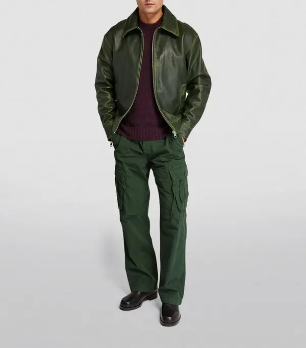 Wood Wood Vintage-wash Leather Jacket