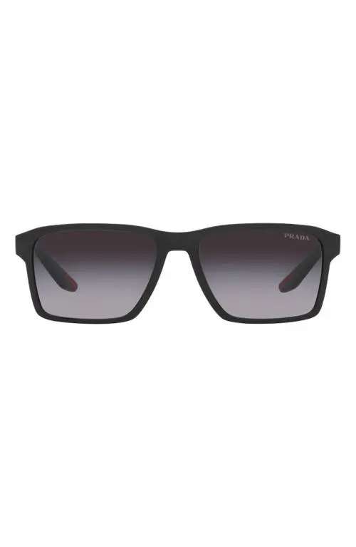Prada 58mm Rectangular Sunglasses - Black