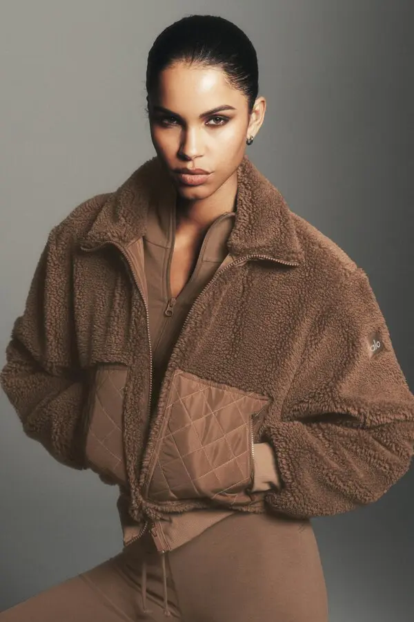 Alo Yoga Sherpa Edge Bomber Jacket - Java Brown