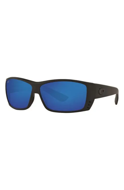 COSTA DEL MAR 61mm Rectangle Sunglasses - Black Blue Polarized Plastic