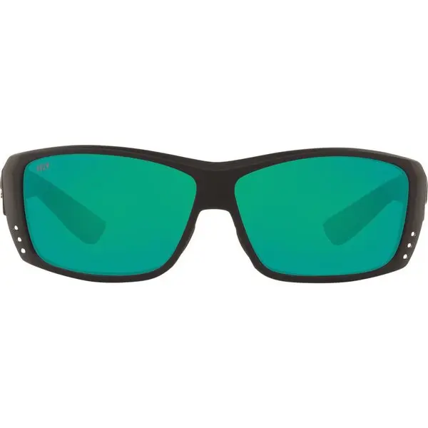 COSTA DEL MAR 61mm Rectangle Sunglasses - Black Green Polarized Plastic