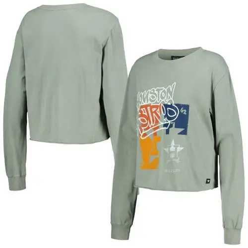 THE WILD COLLECTIVE Houston Astros Cropped Long Sleeve T-shirt