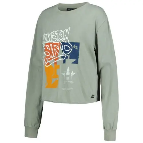 THE WILD COLLECTIVE Houston Astros Cropped Long Sleeve T-shirt