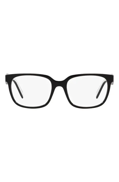 Prada 55mm Rectangular Optical Glasses - Black