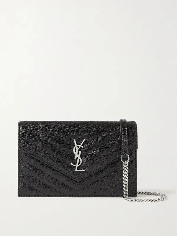 Saint Laurent Cassandre Matelassé Textured-leather Bag - Black