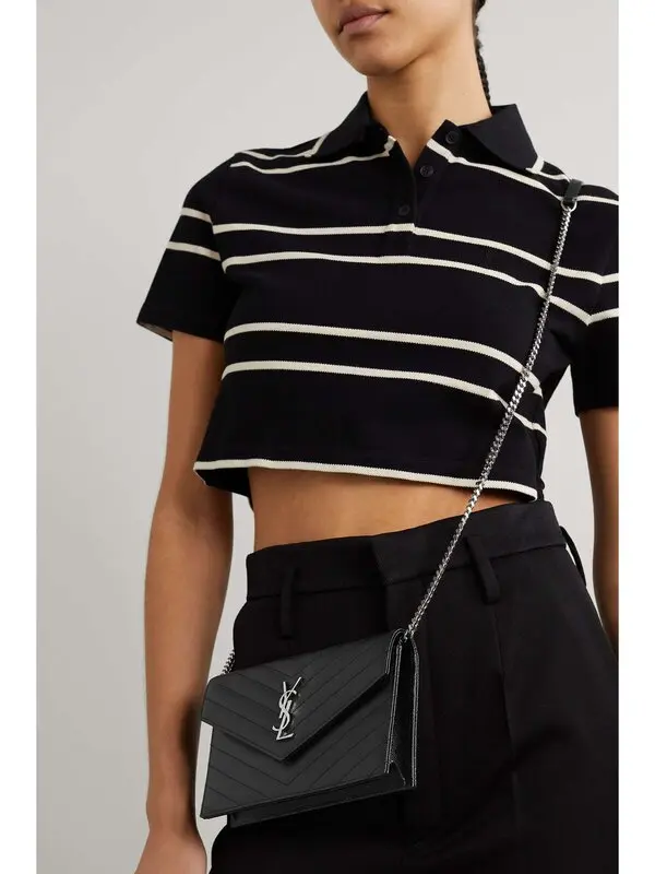 Saint Laurent Cassandre Matelassé Textured-leather Bag - Black