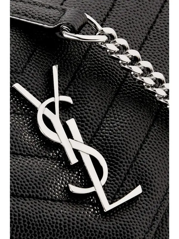 Saint Laurent Cassandre Matelassé Textured-leather Bag - Black