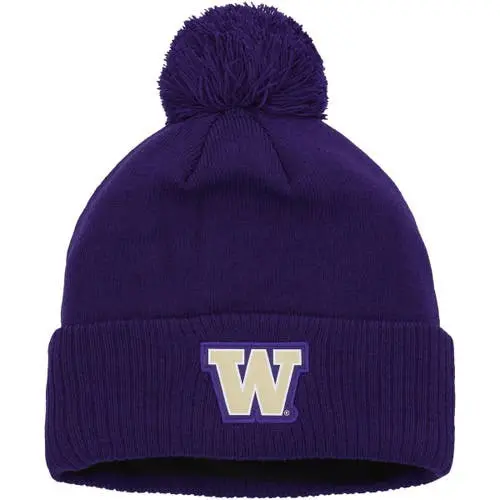 Adidas Washington Huskies 2023 Sideline Cold.rdy Cuffed Knit Hat With Pom