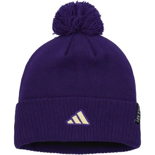 Adidas Washington Huskies 2023 Sideline Cold.rdy Cuffed Knit Hat With Pom