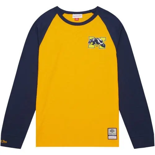 Mitchell & Ness Michigan Wolverines Legendary Slub Raglan Long Sleeve T-shirt