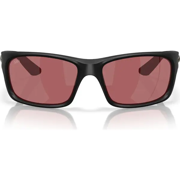COSTA DEL MAR Jose Pro 62mm Polarized Rectangle Sunglasses - Matte Black/ Rose