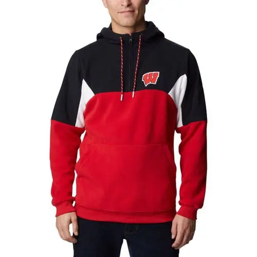 Columbia Wisconsin Badgers Lodge Quarter-zip Hoodie - Red