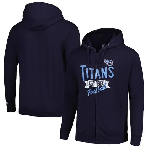 STARTER Tennessee Titans Domestic Post Season Full-zip Hoodie - Navy