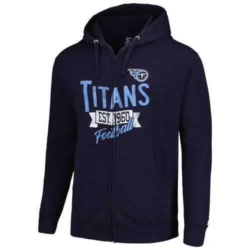 STARTER Tennessee Titans Post Season Full-zip Hoodie - Navy