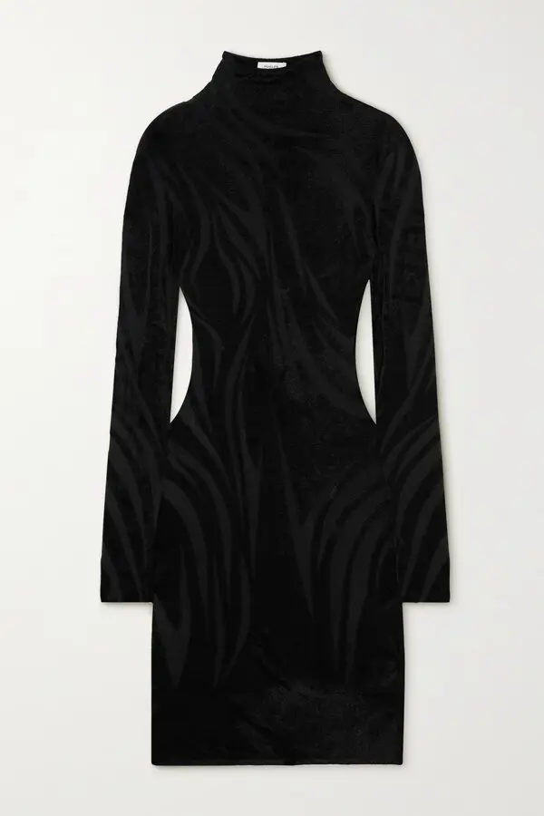MUGLER Chenille Turtleneck Mini Dress