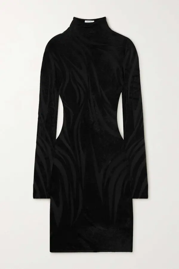 MUGLER Chenille Turtleneck Mini Dress