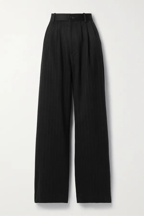 THE ROW Rufos Pinstriped Cashmere Wide-leg Pants
