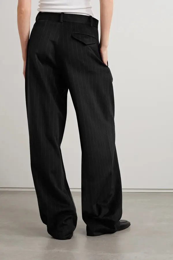 THE ROW Rufos Pinstriped Cashmere Wide-leg Pants