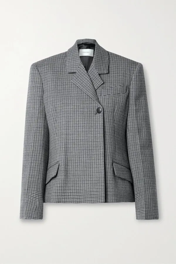 FERRAGAMO Houndstooth Wool Blazer