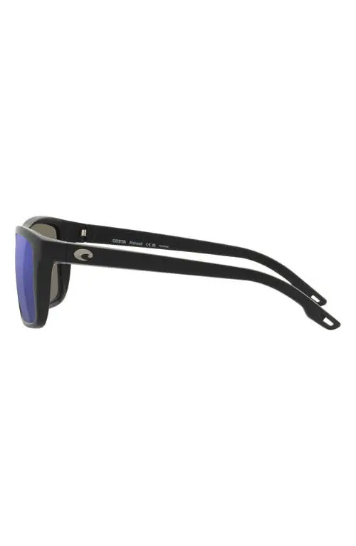 COSTA DEL MAR Mainsail 55mm Mirrored Polarized Rectangle Sunglasses - Matte Black