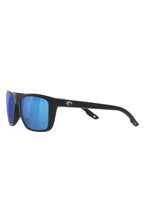 COSTA DEL MAR Mainsail 55mm Mirrored Polarized Rectangle Sunglasses - Matte Black