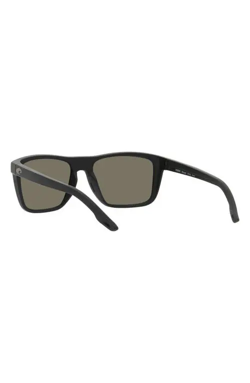 COSTA DEL MAR Mainsail 55mm Mirrored Polarized Rectangle Sunglasses - Matte Black