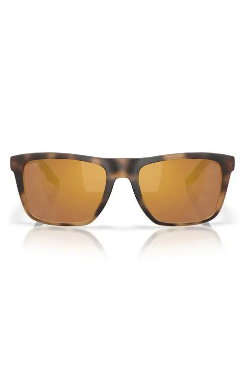 COSTA DEL MAR Mainsail 55mm Mirrored Polarized Rectangle Sunglasses - Matte Tortoise/ Gold 580g