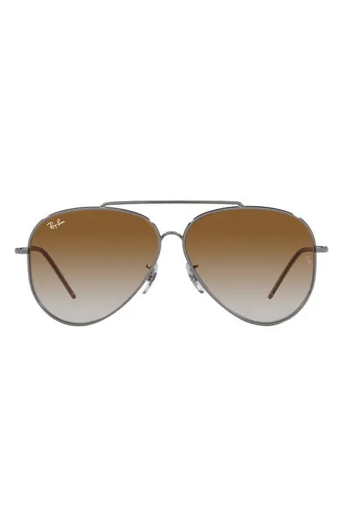 Ray-ban Reverse 59mm Gradient Aviator Sunglasses - Gunmetal