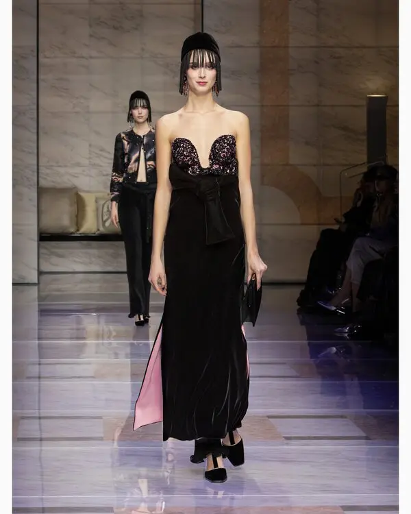 Giorgio Armani Long Velvet Bustier Dress With Embroidery - Patterned |  Editorialist