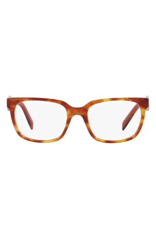 Prada 52mm Rectangular Eyeglasses - Havana