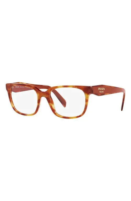 Prada 52mm Rectangular Eyeglasses - Havana