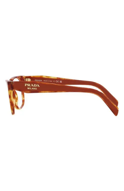 Prada 52mm Rectangular Eyeglasses - Havana