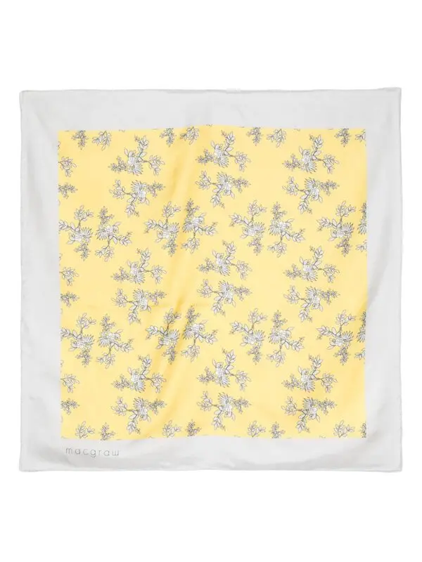 MACGRAW Floral-print Silk Scarf - Yellow