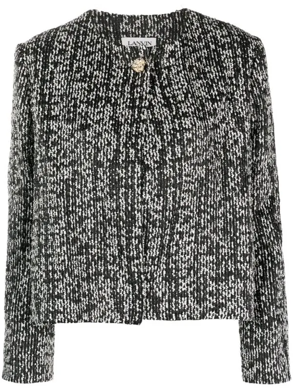 LANVIN Cropped Tweed Jacket - Black