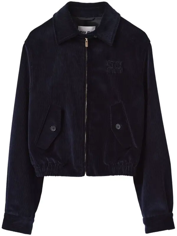 Miu Miu Corduroy Blouson Jacket - Blue | Editorialist