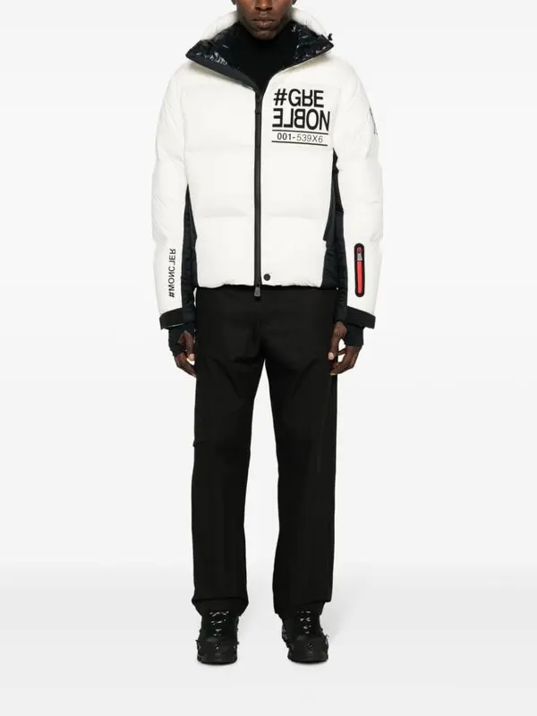 Moncler Logo-Print Hooded Puffer Jacket - White | Editorialist