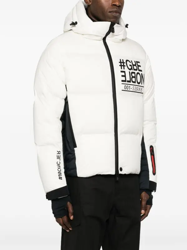 Moncler Logo-Print Hooded Puffer Jacket - White | Editorialist