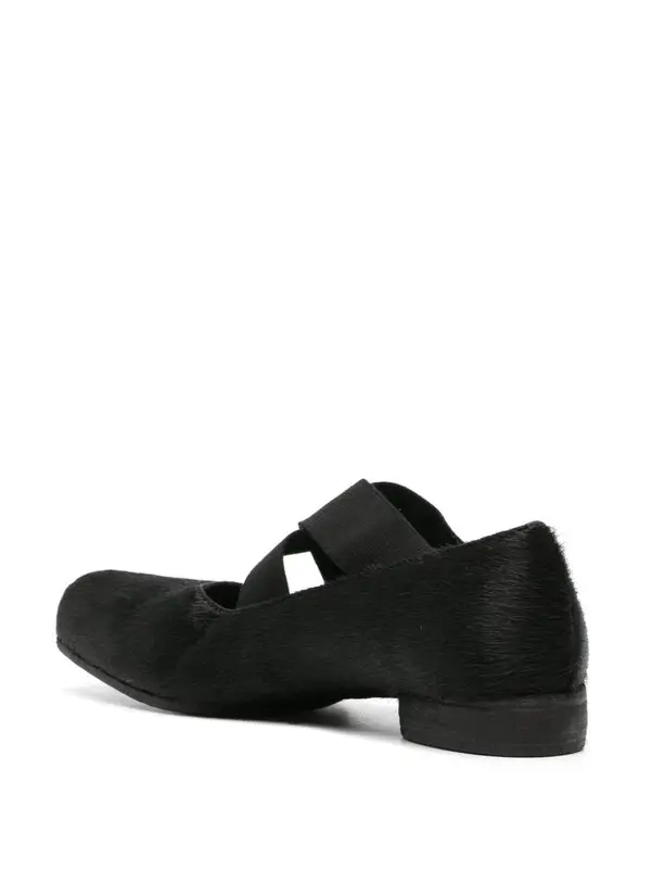UMA WANG Brushed-effect Leather Ballerinas - Black