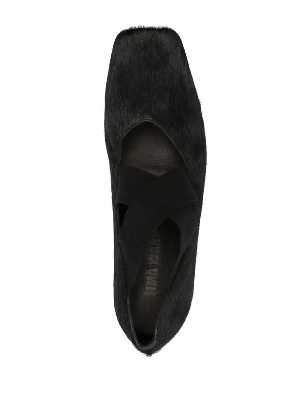 UMA WANG Brushed-effect Leather Ballerinas - Black