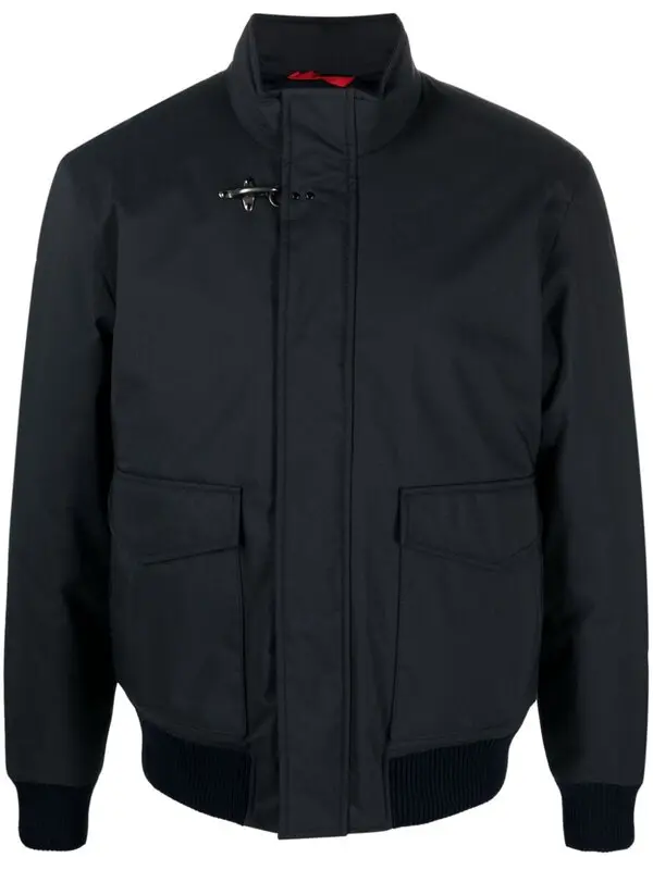 FAY Mock-neck Zip-up Bomber Jacket - Blue