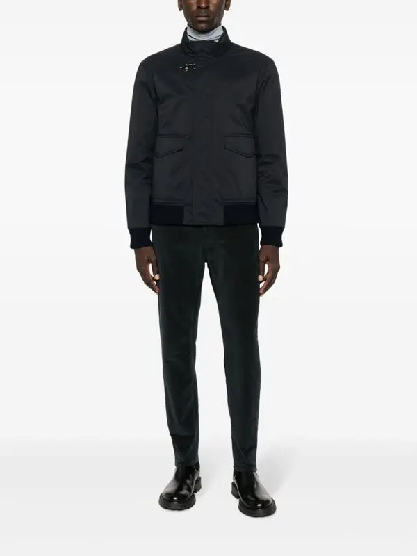FAY Mock-neck Zip-up Bomber Jacket - Blue