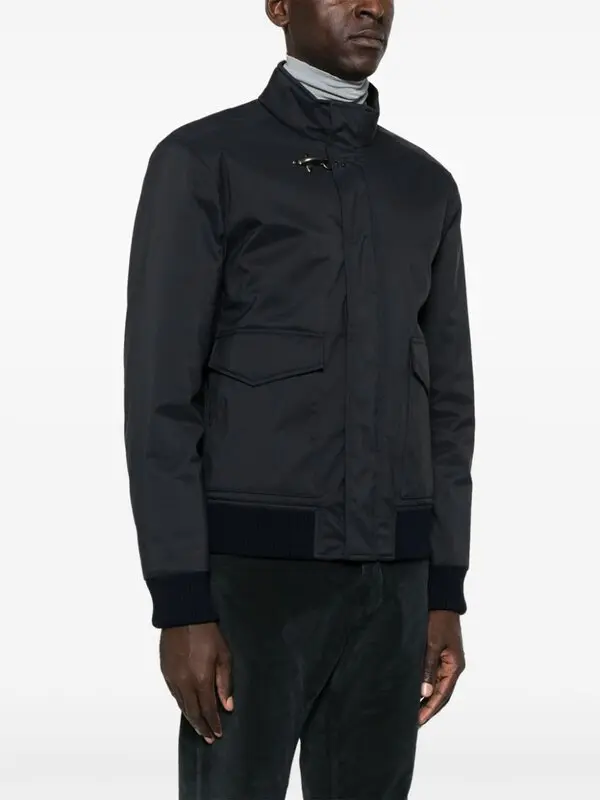 FAY Mock-neck Zip-up Bomber Jacket - Blue