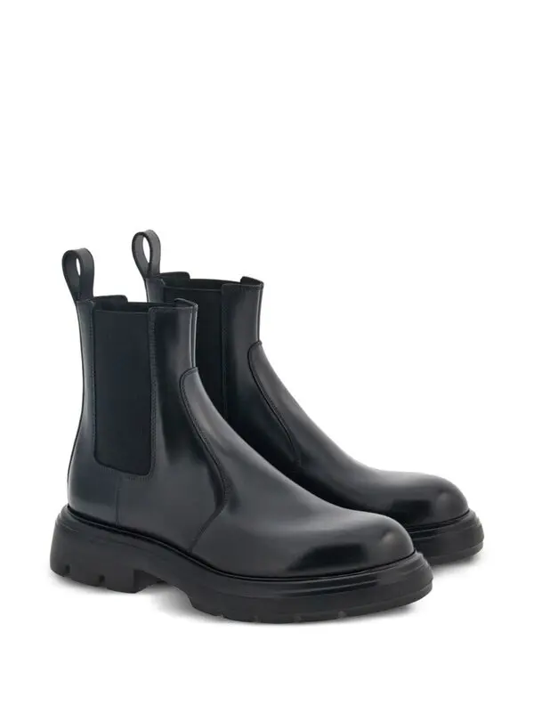 FERRAGAMO Logo Debossed Leather Chelsea Boots